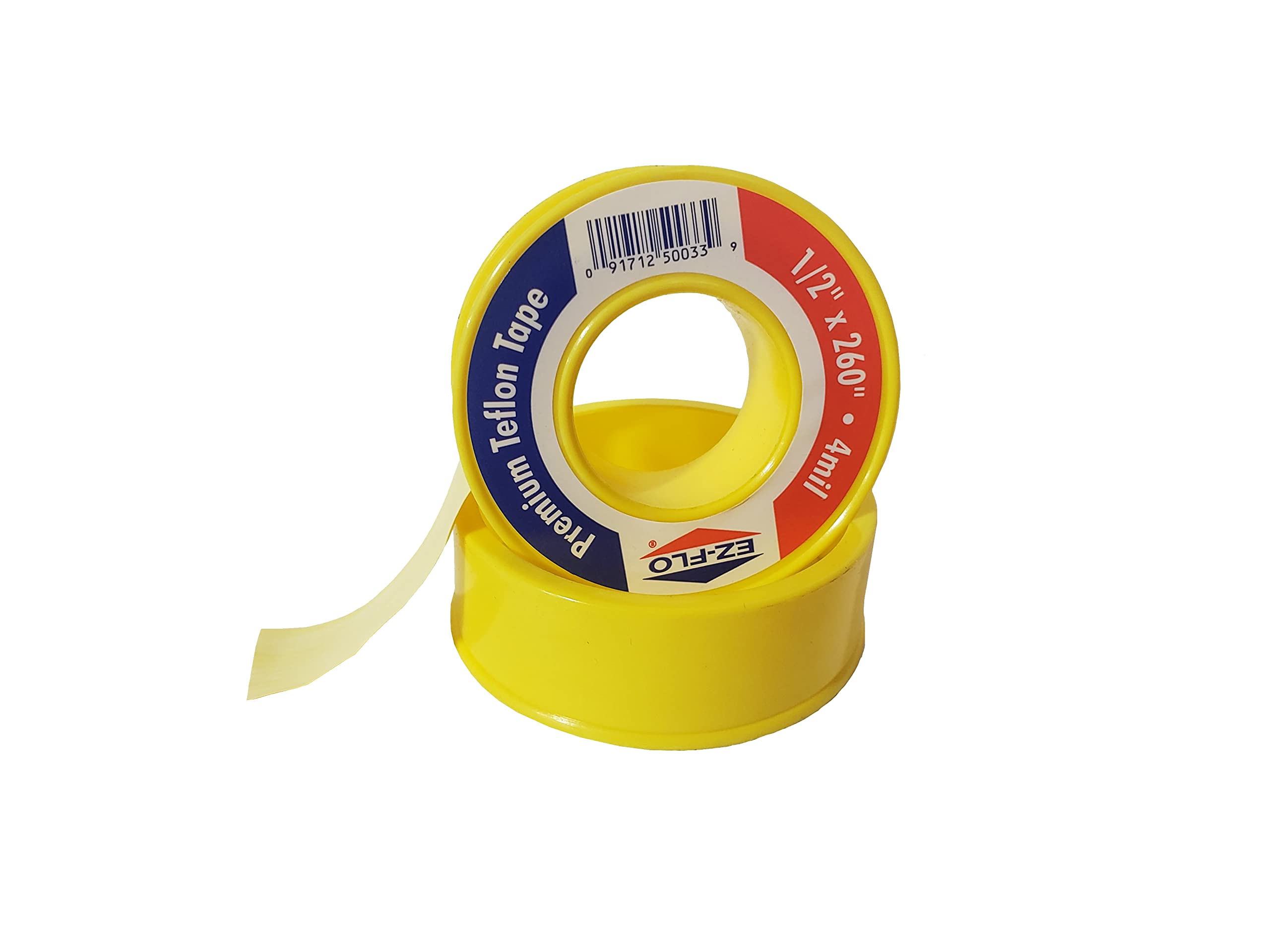 EZ-FLO Gas Teflon Tape, Premium Pipe Thread Tape, 1/2-Inch x 260-Inches x 4 mil, Yellow (10 Pack)