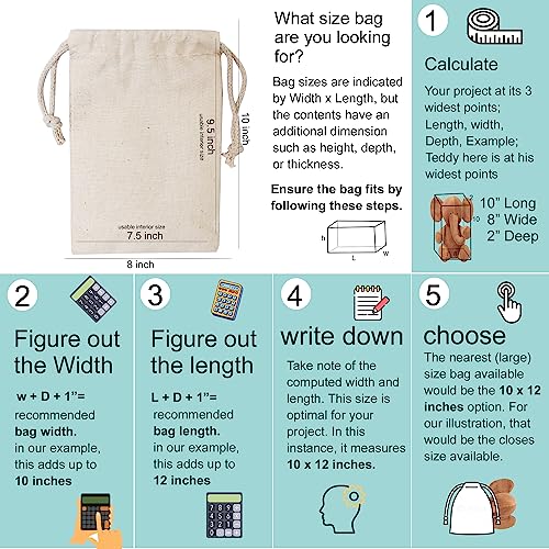 BigLotBags Canvas Cotton Bags Double drawstring Pack of 12 (12x16 Inches)