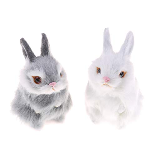 GUDVES Mini Realistic Cute Plush Rabbits Fur Lifelike Animal Easter Bunny Simulation Toy Model Gift Miniatures Decorations (Rabbit Plush Toys-B)