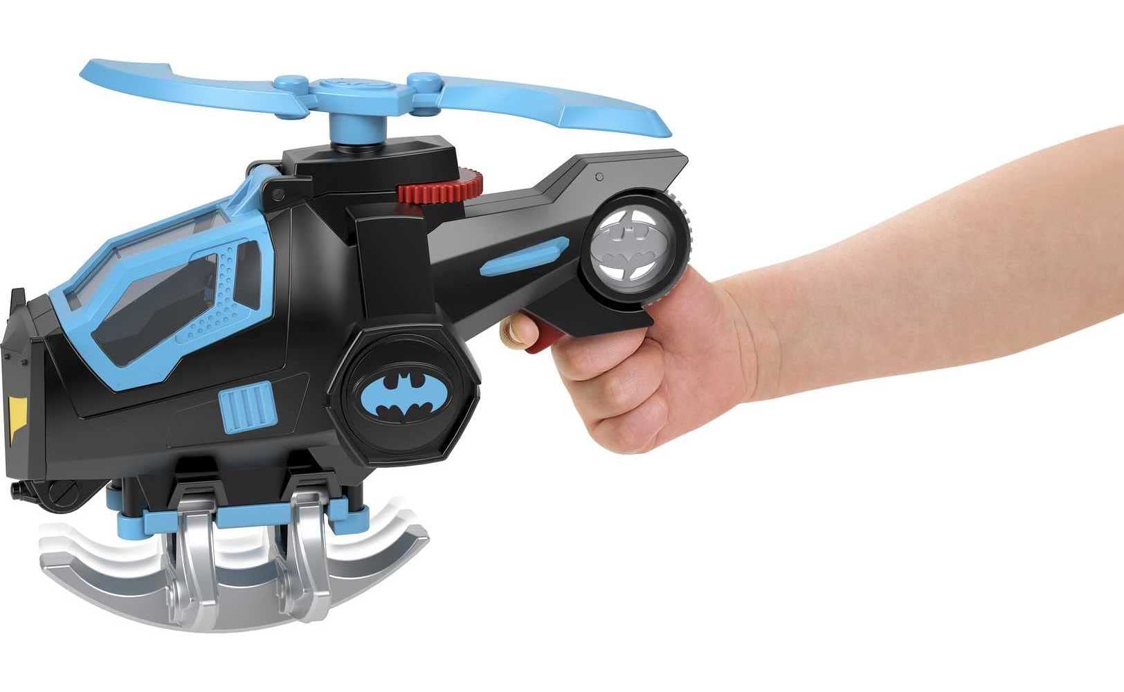 Fisher-Price Imaginext DC Super Friends Batman Toy Helicopter with Spinning Propellers and Claw for Preschool Pretend Play, Bat-Tech Batcopter