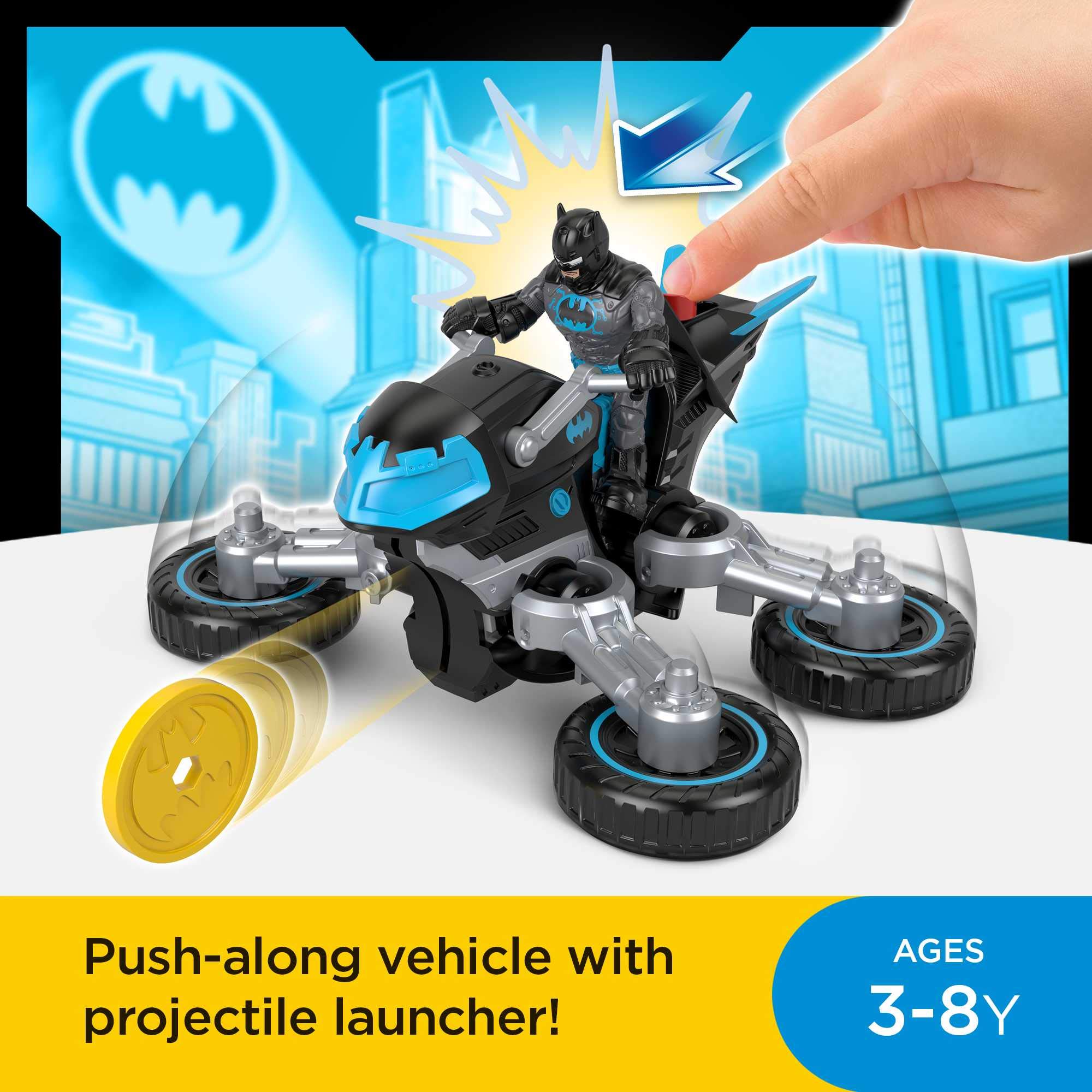 Fisher-Price Imaginext DC Super Friends Batman Toy Bat-Tech Batcycle Vehicle & Figure Set for Preschool Pretend Play Kids Ages 3+ Years