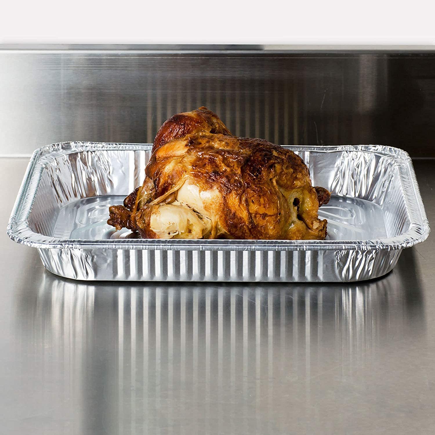 Durable Disposable Aluminum Foil Steam Roaster Baking Pans, Deep, Heavy Duty Baking Roasting Broiling 20 x 13 x 3 inches Thanksgiving Turkey Dinner (15)