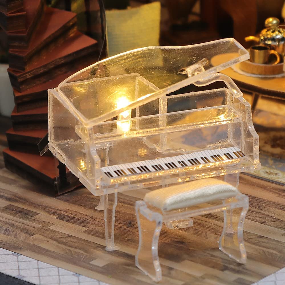 CUTEBEE Dollhouse Miniature with Furniture, DIY Dollhouse Kit Plus Dust Proof and Music Movement, 1:24 Scale Creative Room for Valentine's Day Gift Idea(Dream Building Pavilion)