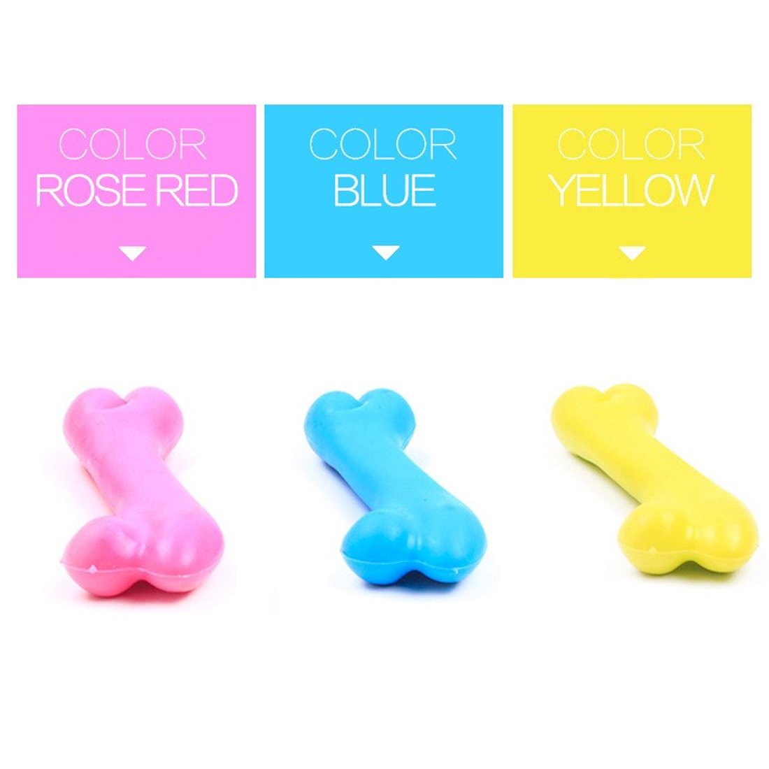 CShopping Pack of 3 Durable Dog Chew Toys, Bone Shape Dog Dental Toy,Rubber Bone Chew Textured Toys Perfect for Training & Keeping Pets Fit
