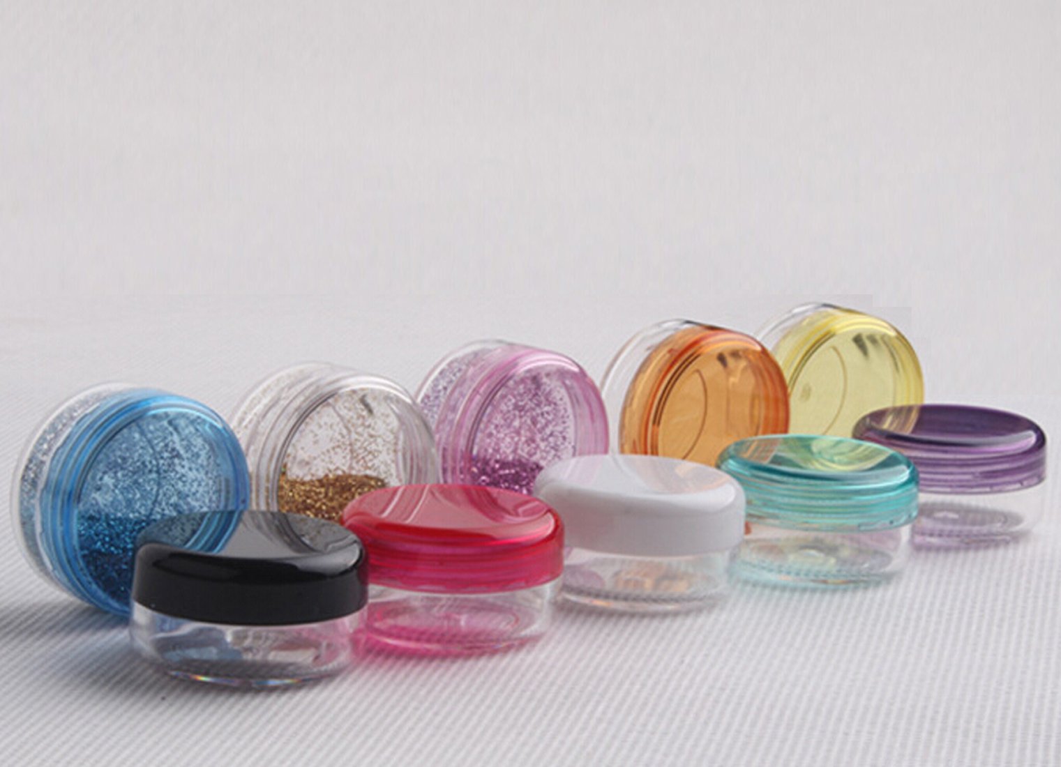 yueton?10 Empty Clear Boday Multi Color Top Lid Plastic Sample Containers 5 Gram Size Cosmetic Containers Pot Jars Eyshadow Container Lot