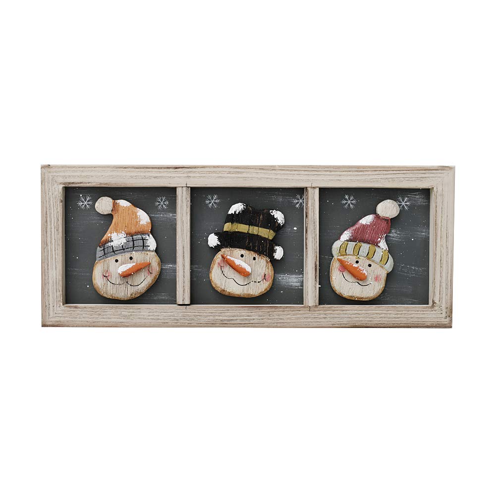 Attraction Design Wood Snowman Wall Decor Hanging Christmas Sign, Rustic Christmas Snowman Decoration Wall Art Wooden Snowman Sign Holiday Decorative Sign Hanging Xmas Décor 16.8X6.6in