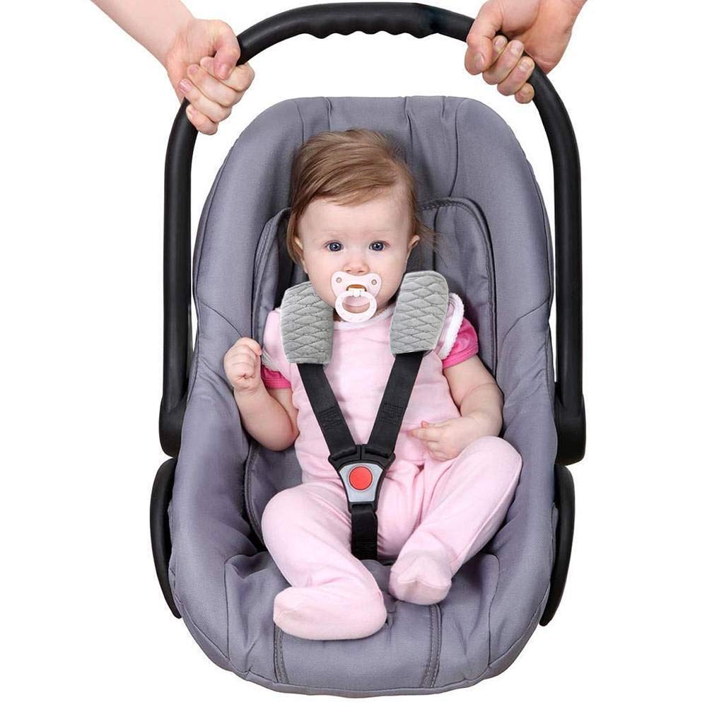 Angzhili 2 Pcs Car Seat Strap Covers,Soft Car Seat Belt Cushions,Automotive Seat Belt Pads for Adults and Children (Gray)