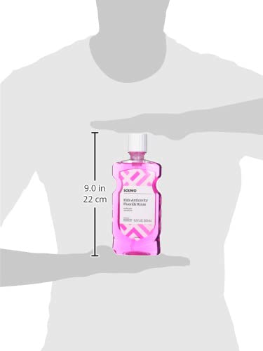 Amazon Brand - Solimo Kids Anticavity Fluoride Rinse, Alcohol Free, Bubble Gum, 500mL, 16.9 fl oz (Pack of 1)