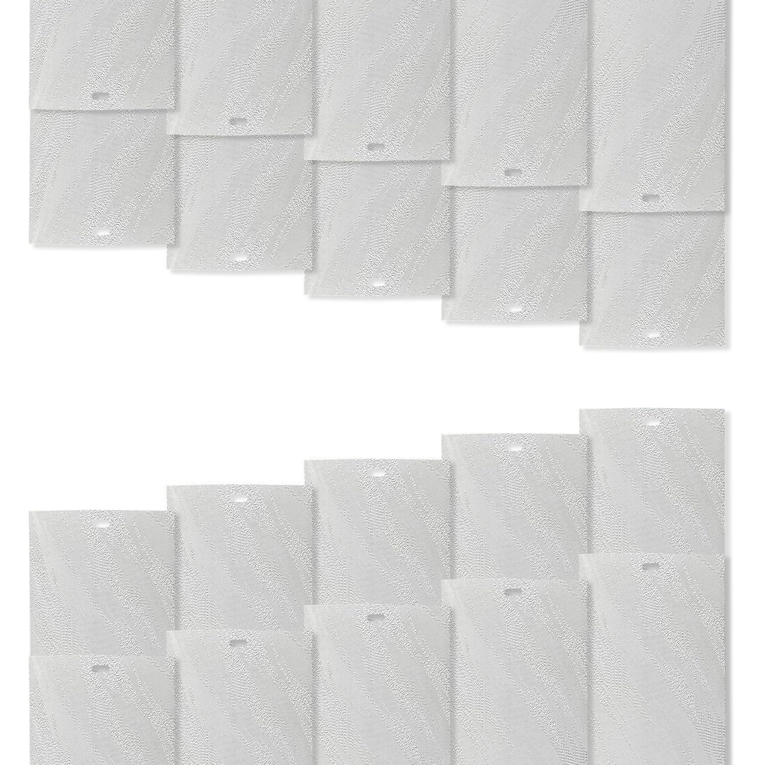 Amazing Drapery Hardware Premium Vinyl/PVC Vertical Blind Replacement Slats, 20 Pack, Textured White, Curved Style - DIY-Friendly and Trimmable Length - Ideal for Replacing Broken Blinds