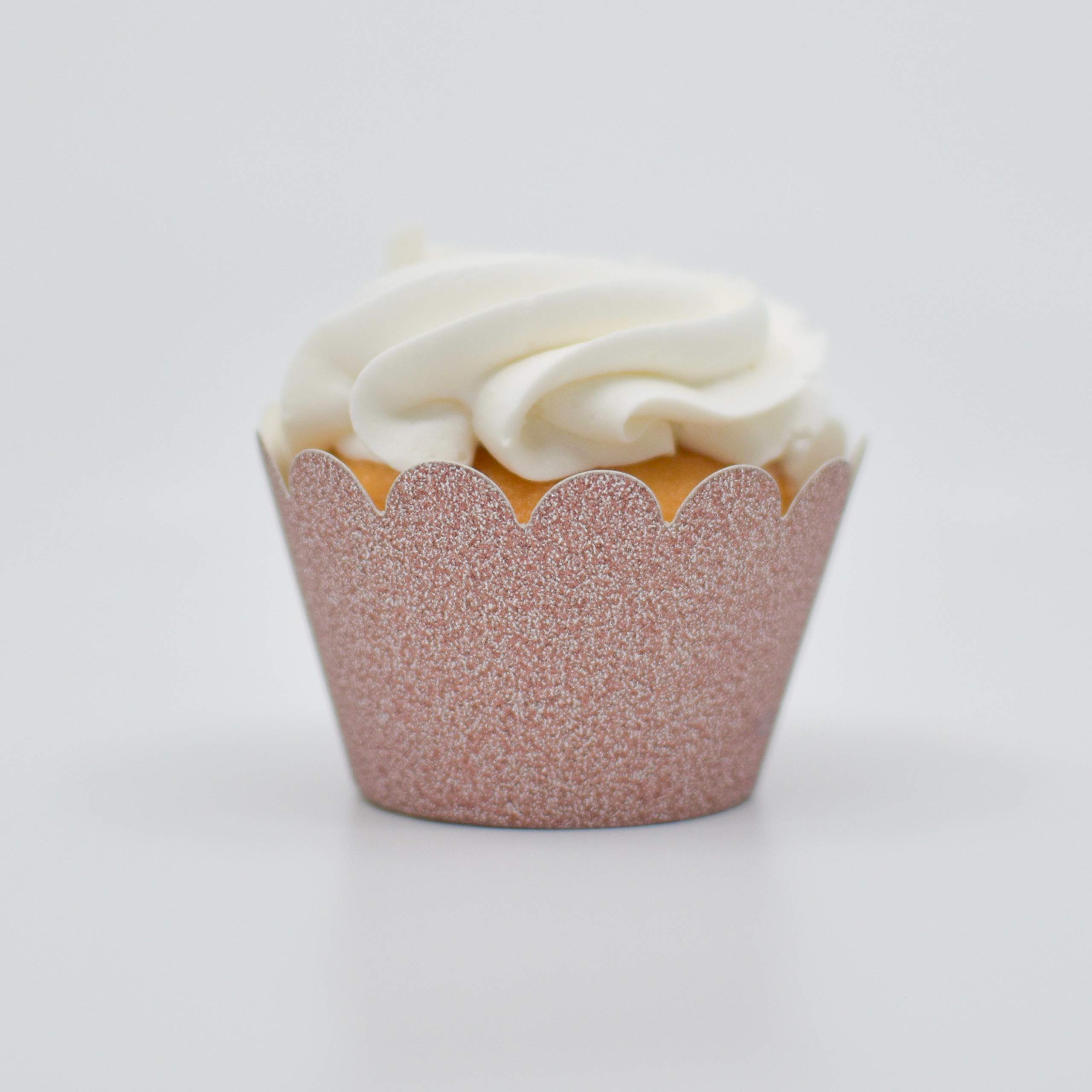 Bakell Rose Gold Sparkle Cupcake Wrappers, 25 PC set of Standard Wrappers