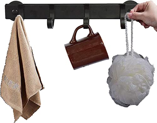 AUXPhome Magnetic BBQ Tool Rack, Universal Fridge Organizer Grill Cutlery Holder Towel Hanger - 4 Adjustable Rail Hooks Storage For Hanging Kitchen Utensils tongs,oven mitt,whisks,hand towel, etc.