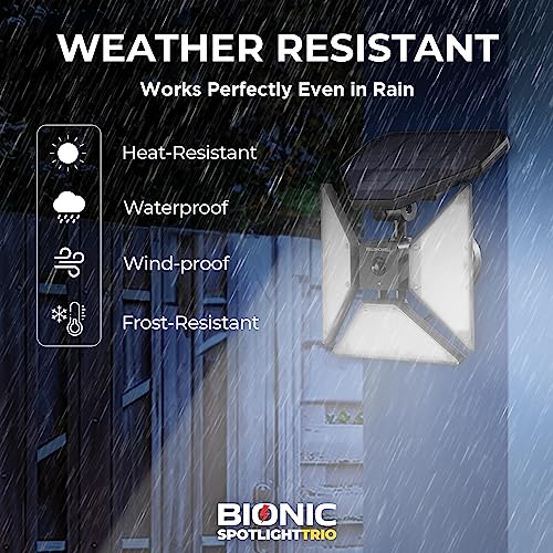 Bell+Howell Bionic Trio Solar Lights Outdoor with Motion Sensor, Super Bright Landscape Spotlight for Outdoor, Patio, Yard, and Garden โ 500 Lumens, Black, As Seen On TV (Cool White)