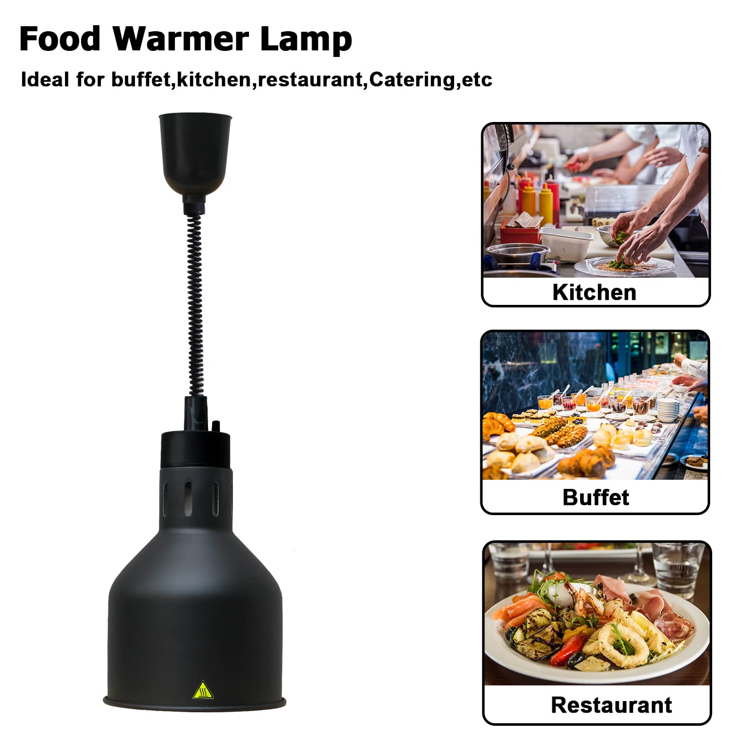 Hanging Food Heat Lamp Retractable Food Warmer Ceiling Mount Heating Lamp For Hot Food(Silver)