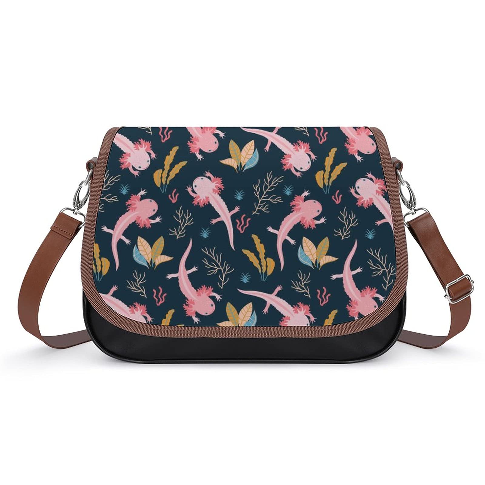 FunnyStar Axolotl Sea Weed Print Ladies Shoulder Bags Crossbody Messenger Bag Cute Handbag PU Leather