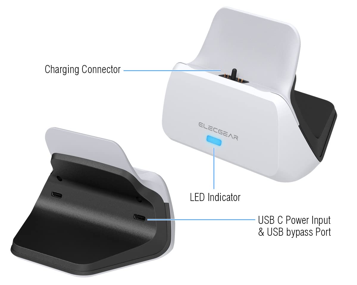ElecGear Solo Charging Dock for PS5 Controller, Wall Mount and Desktop Dual Purposes USB Charger Stand Docking Station for Single Playstation 5 DualSense Wireless Controller