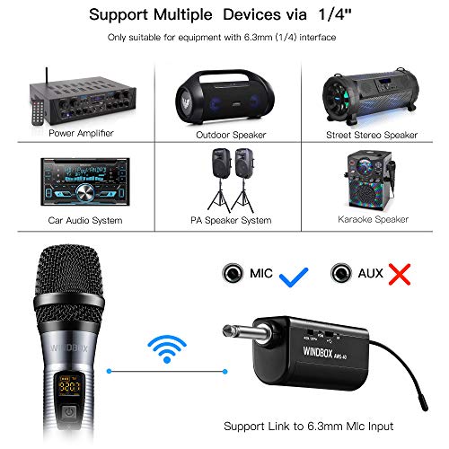 ARISEN Wireless Microphone with Rechargeable Receiver, UHF Dynamic 1 Channel Handheld Microphone, 280ft Range Cordless Mic System for Karaoke, Wedding, Church, DJ, Speech, Singing Machine