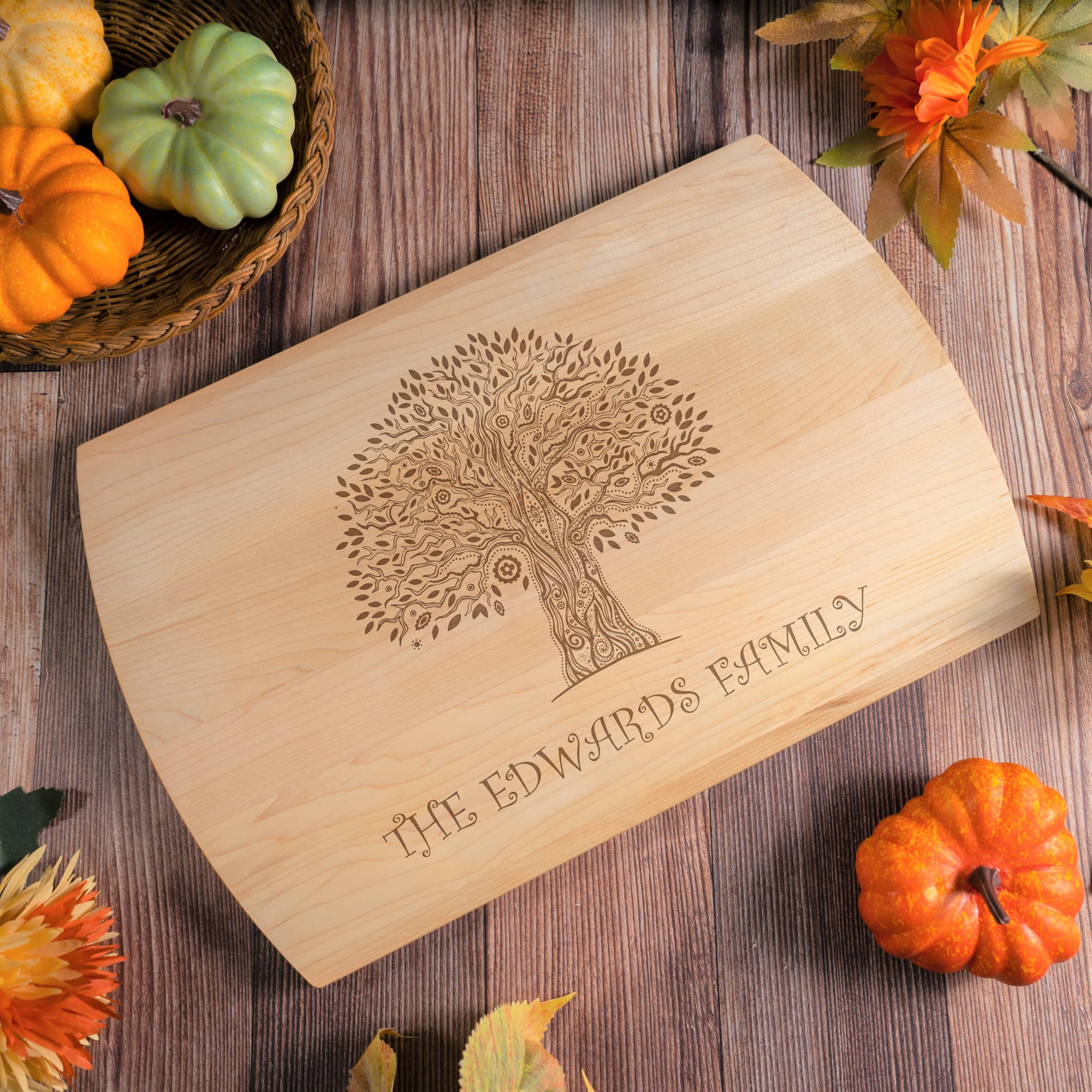 Blue Ridge Mountain Gifts Personalized Tree of Life Cutting Board - Custom Laser Engraved Wood Chopping Board- Great for Father's Day Wedding, Anniversary, Birthday, and more - 3 Wood Types & Sizes