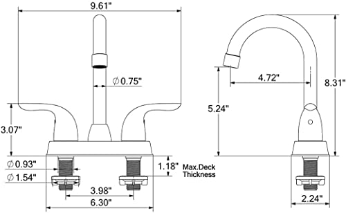 Bathroom Sink Faucet with Pop-up Drain Assembly, Brushed Gold Bathroom Faucet 2-Handle for 4 Inch Sink,Modern Centerset Bathroom Faucet with Supply Hose Lead-Free