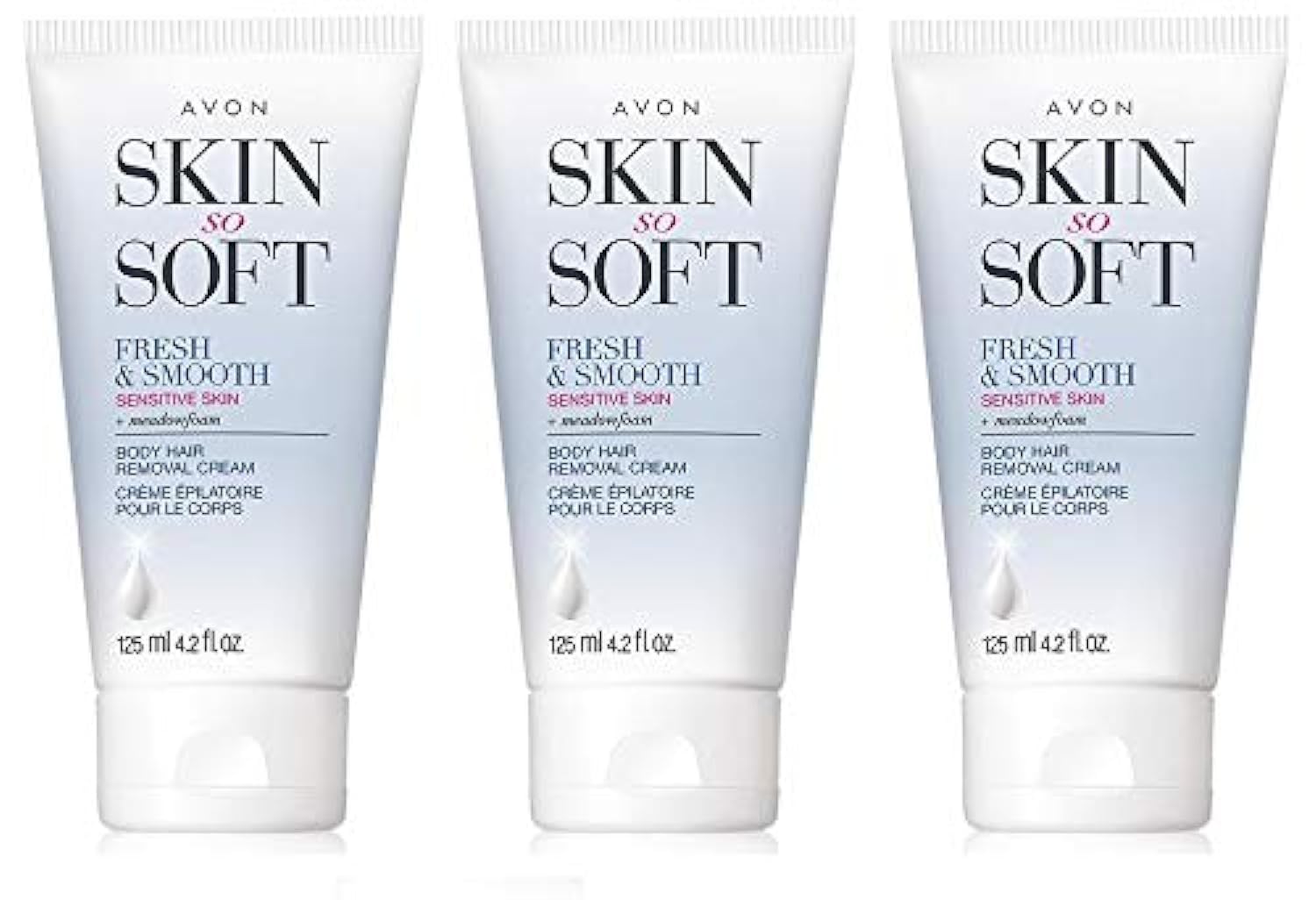 Avon Skin So Soft Fresh & Smooth Sensitive Skin Body Hair Removal Cream Set of 3