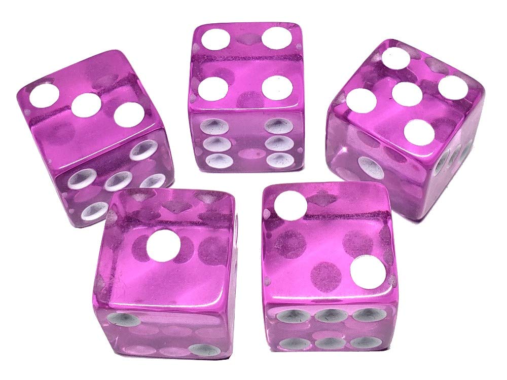 Cyber-Deals Set of 16mm Transparent Dice and Black PU Leather, Black Velvet Lined Dice Cup with Storage Compartment (Gift Boxed) (Orchid)