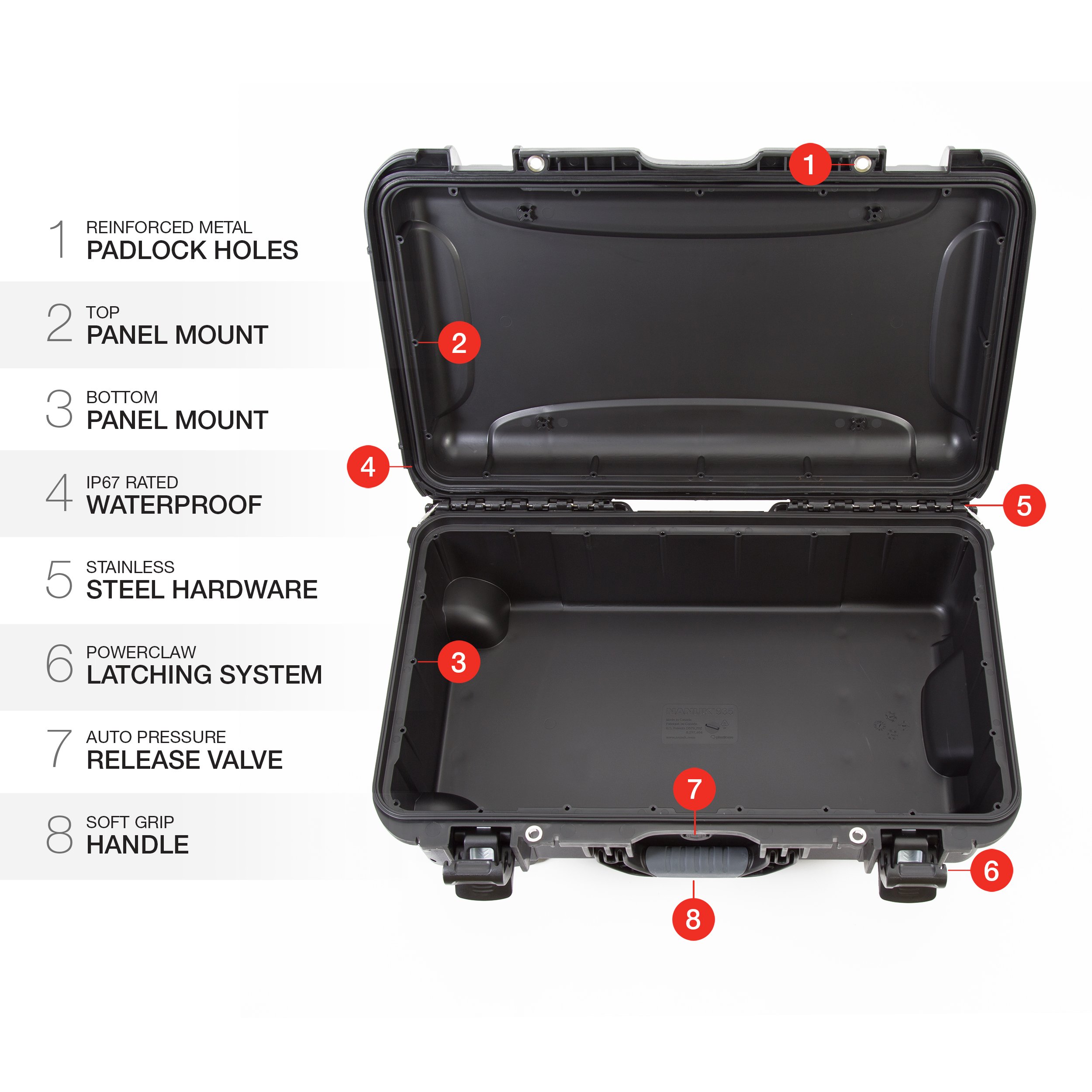 Nanuk Wheeled Series 935 Lightweight NK-7 Resin Waterproof Protective Case for DSLR Camera, 3 Lenses, Flash, Black