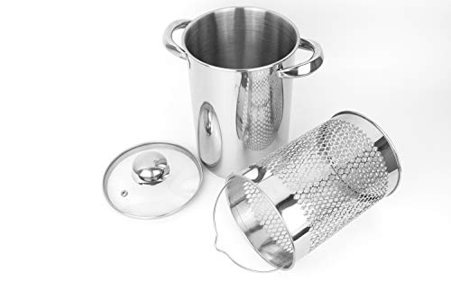 Asparagus Pot Stainless Steel Steamer Cooker with Basket and Lid Pasta 16cm 4L