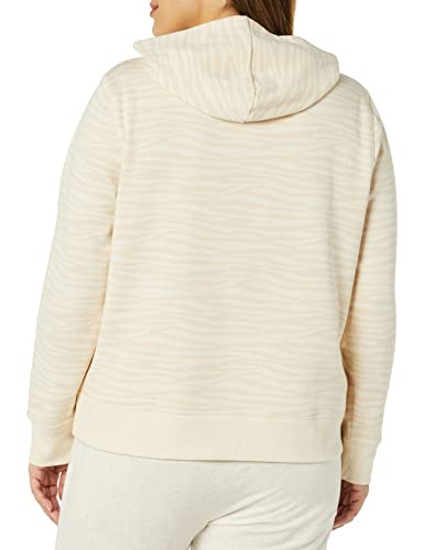 Amazon Essentials Women's Fleece Pullover Hoodie (Available in Plus Size), Ecru Zebra Stripe Print, Large