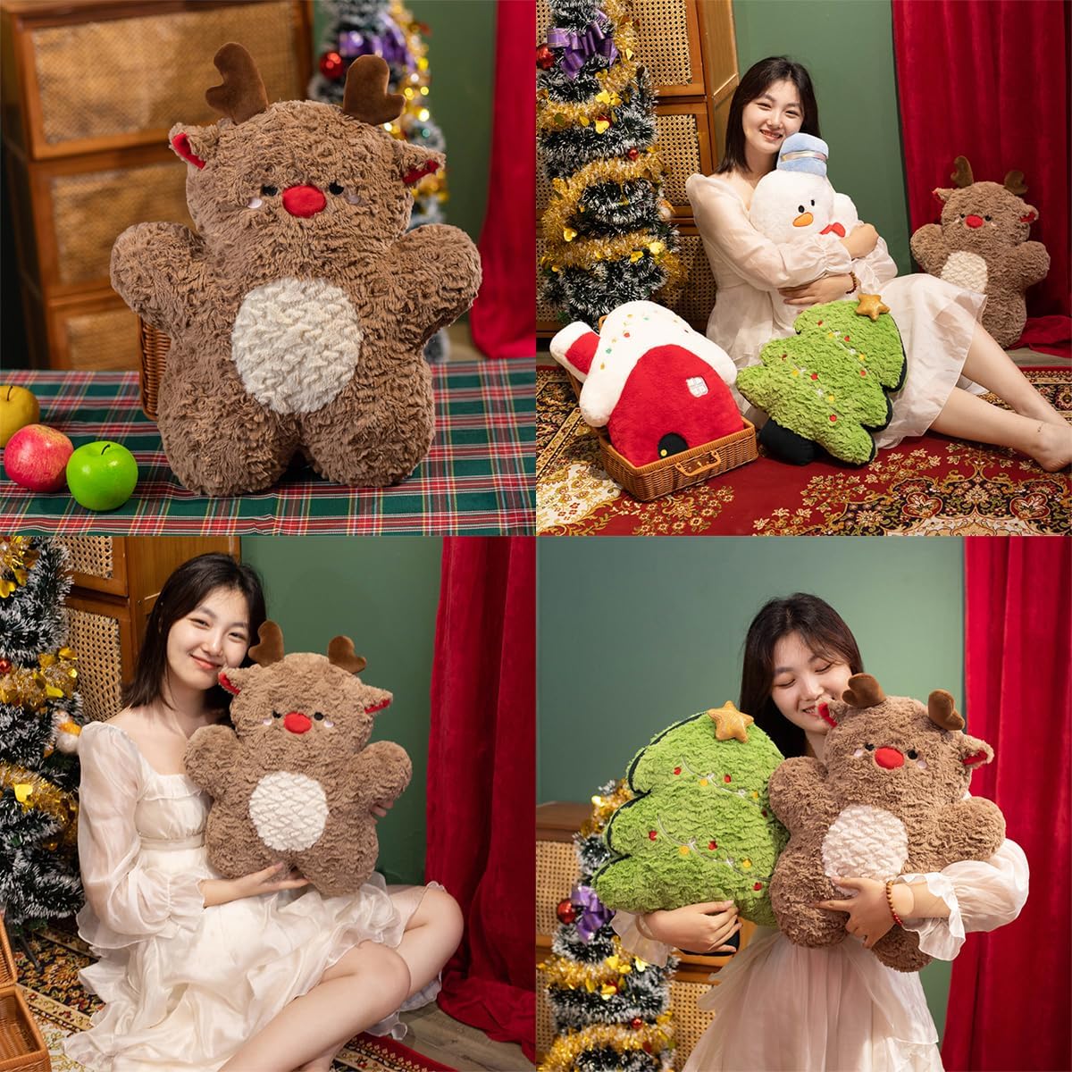 Goylmc Christmas Reindeer Plush Pillow - 19.7" Elk Stuffed Animal- Home Christmas Decoration Gift