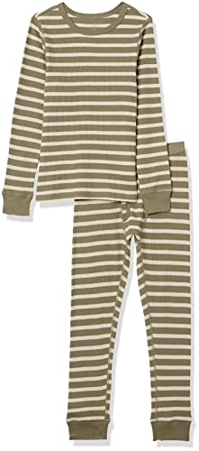 Amazon Essentials Toddler Boys' Thermal Long Underwear Set, Olive Stripe, 3T