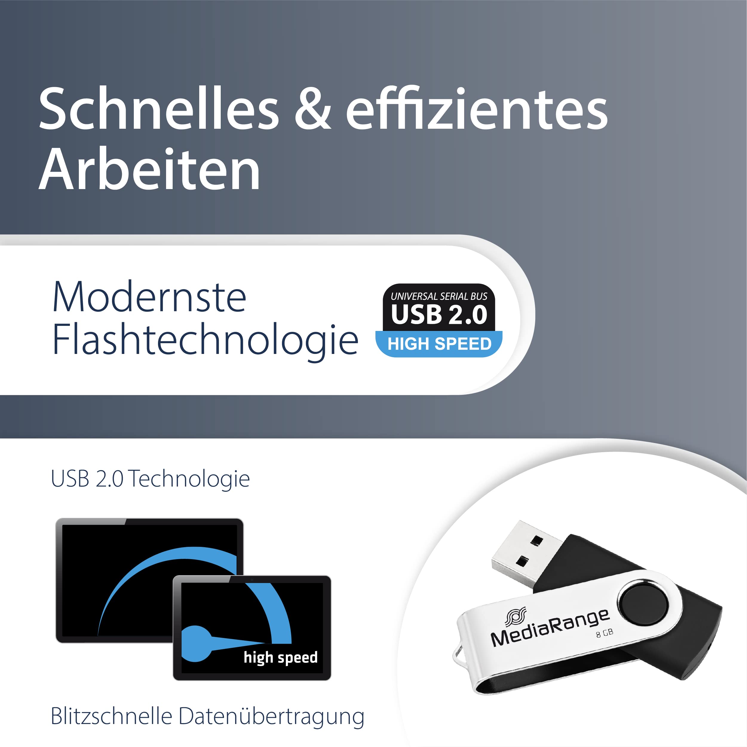 MEDIARANGE MR908 Flexi USB Stick 8GB 15MB/s USB 2.0 Black-Silver