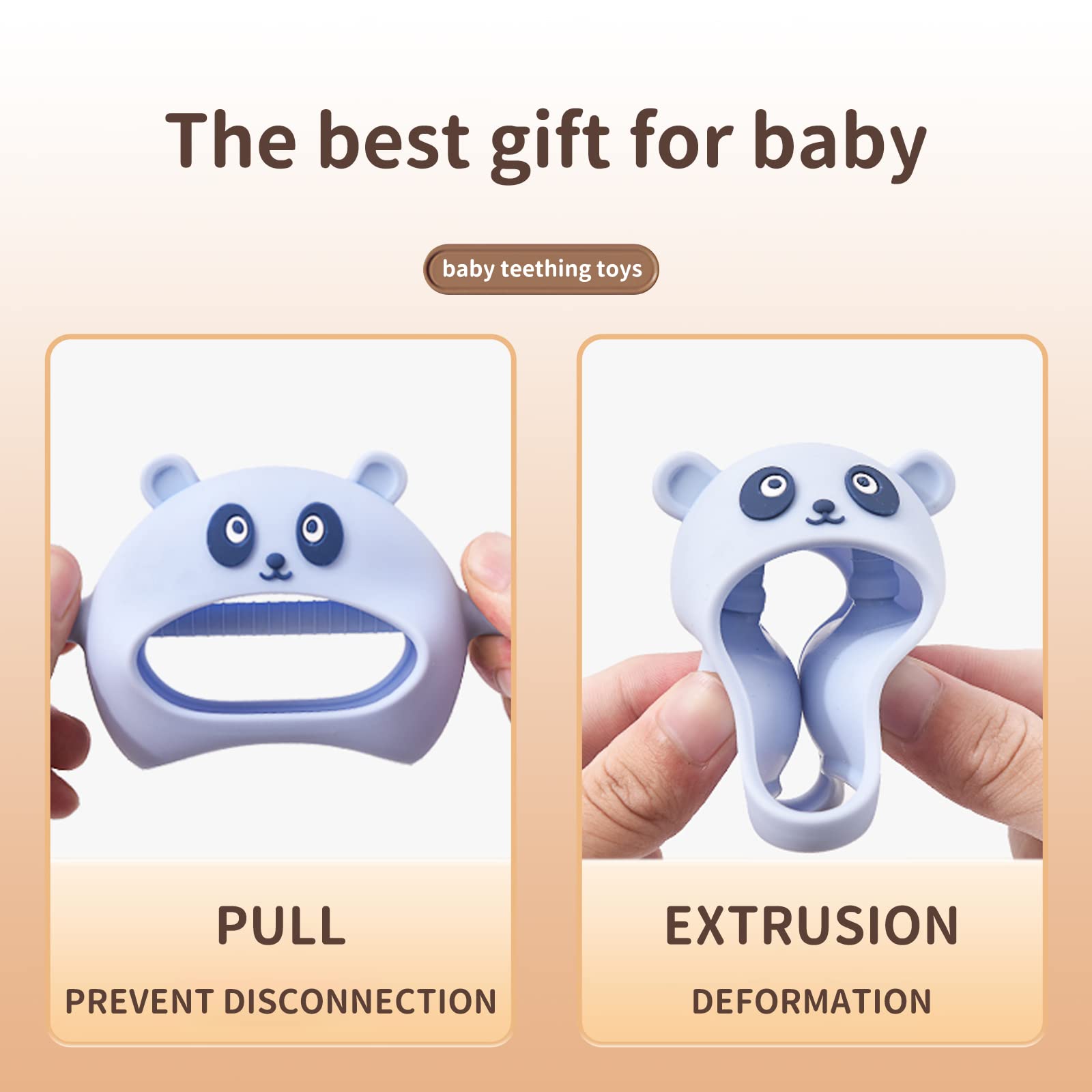 Baby Teething Toys 0-12 Months Silicone Hand Teethers for Babies Infants Anti Drop Panda Chew Toys for Sucking Needs Anti Drop