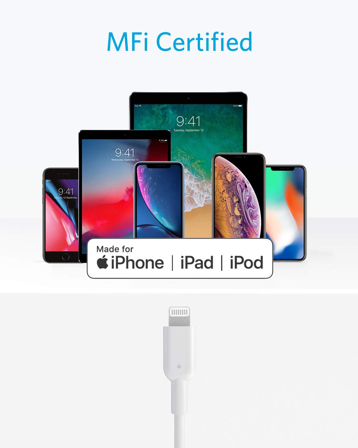 Anker USB-C to Lightning Cable (5-Pack, 3ft*2pack+6ft *2pack+10ft, MFi Certified), Lightning Cable for iPhone 13 13 Pro 12 Pro Max 12 11 X XS XR 8 Plus, AirPods Pro, Supports Power Delivery (White)