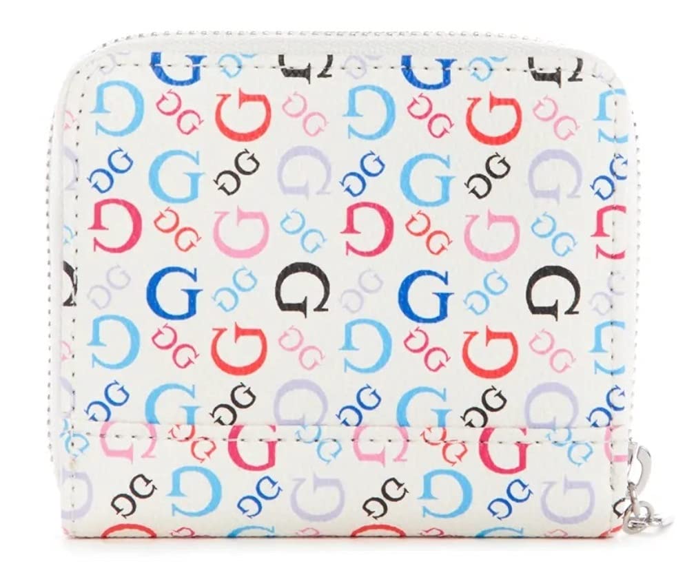 GUESS Women's McKinney Rainbow Logo Small Zip-Around Wallet - White Multi
