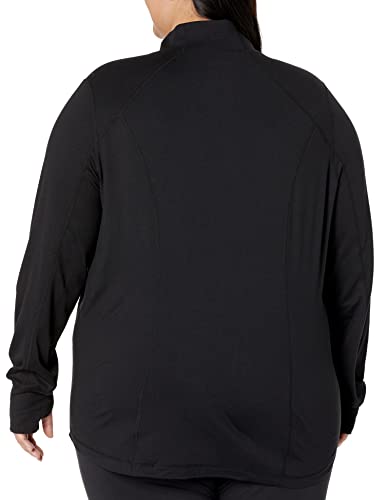 Amazon Essentials Women's Brushed Tech Stretch Full-Zip Jacket (Available in Plus Size), Black, 2X