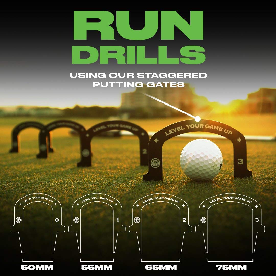 Back 2 Basics Golf | 4 Staggered Putting Gates with Carry Bag | Pro Path Golf Training Aid | Portable & Lightweight | Golf Training Equipment for Putt Alignment & Control | Premium Golf Accessories