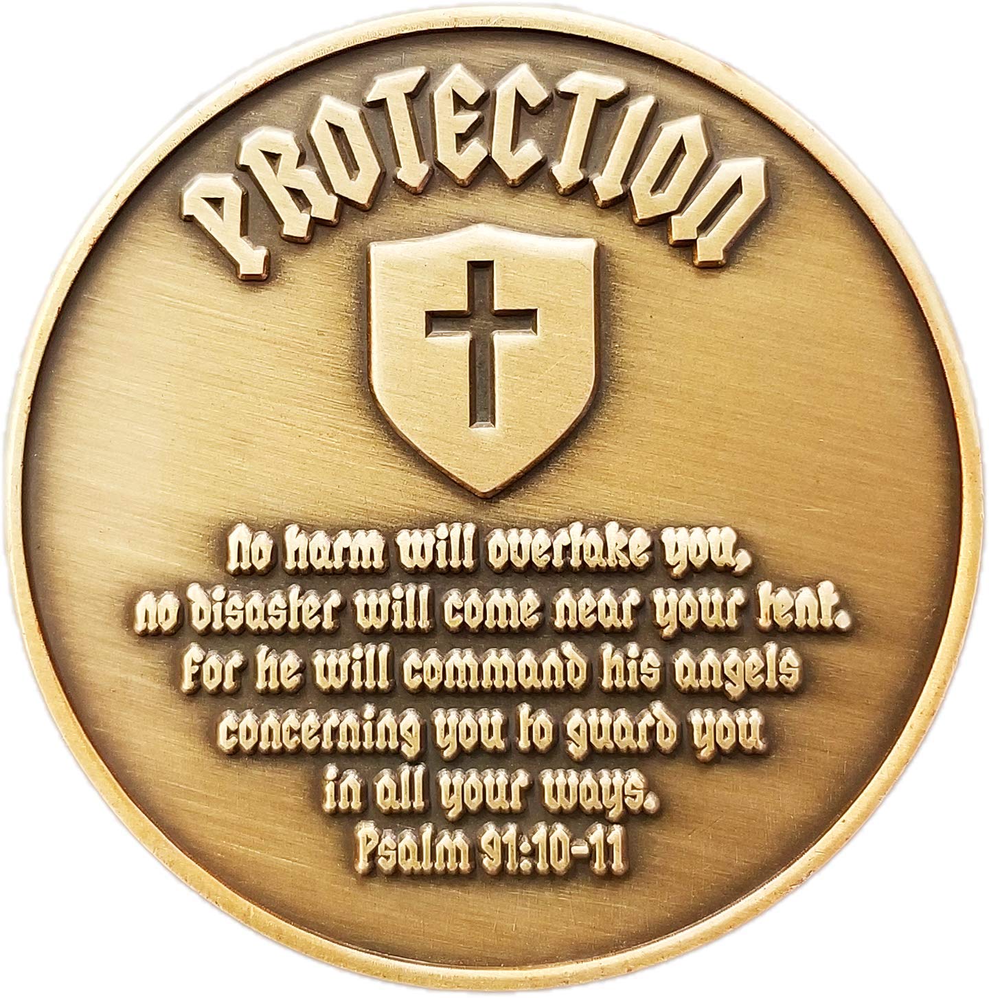 Archangel Saint Michael, Antique Gold-Color Plated Challenge Protection Coin, The Lord is with You Mighty Warrior, Judges 6:12 and No Harm Will Overtake You, Psalm 91 Gift