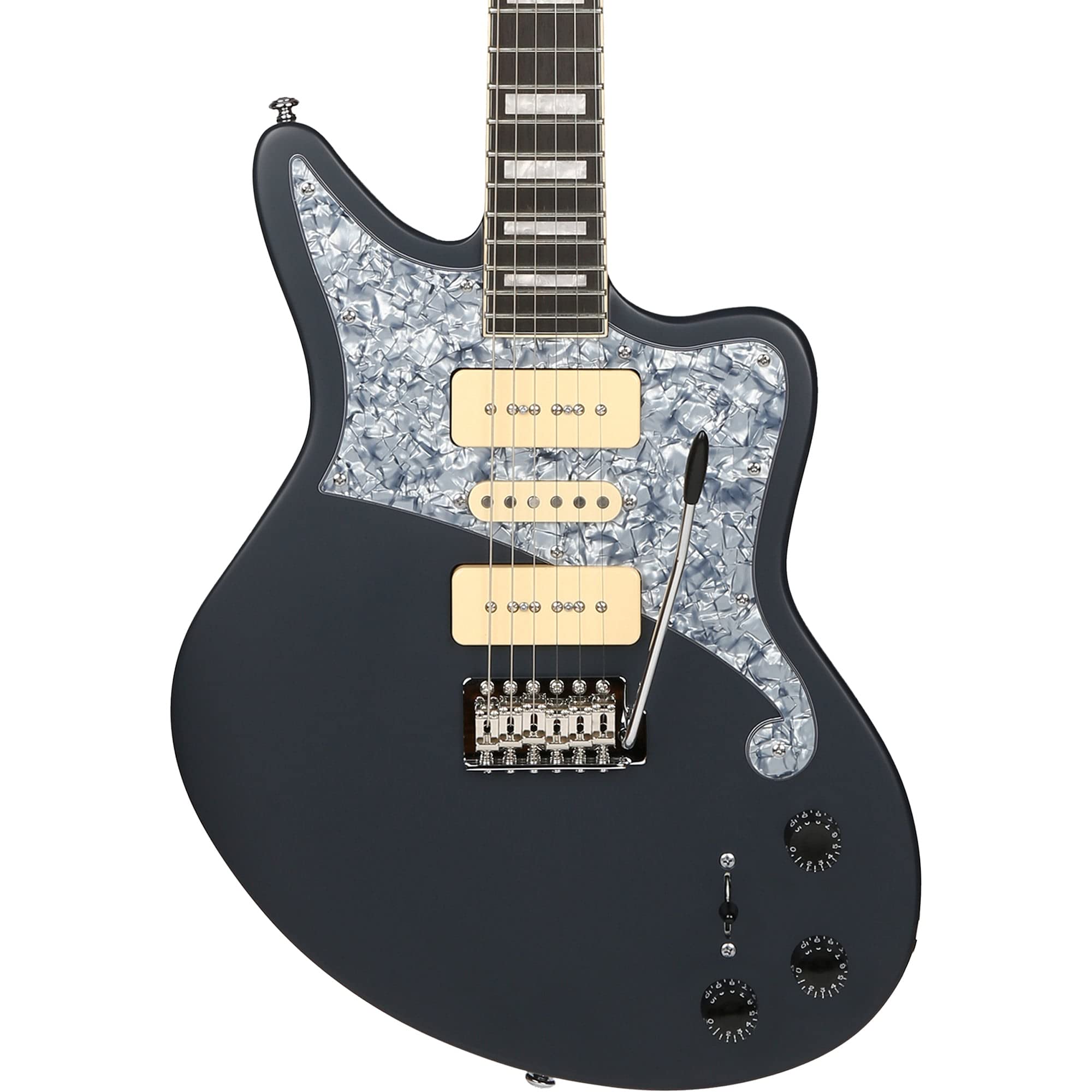 D'Angelico 6 String Solid-Body Electric Guitar, Right, Stone (DAPBEDBWMSTCTR)