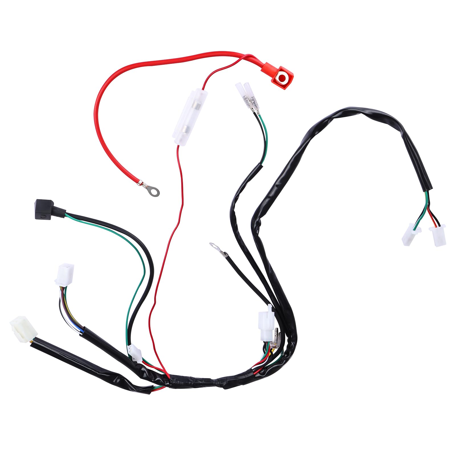 AuInLand Electric Wiring Harness, CDI Ignition Coil Wiring Harness Kit, CDI Wire Assembly fit for 4 Stroke ATV 50cc 110cc 125cc