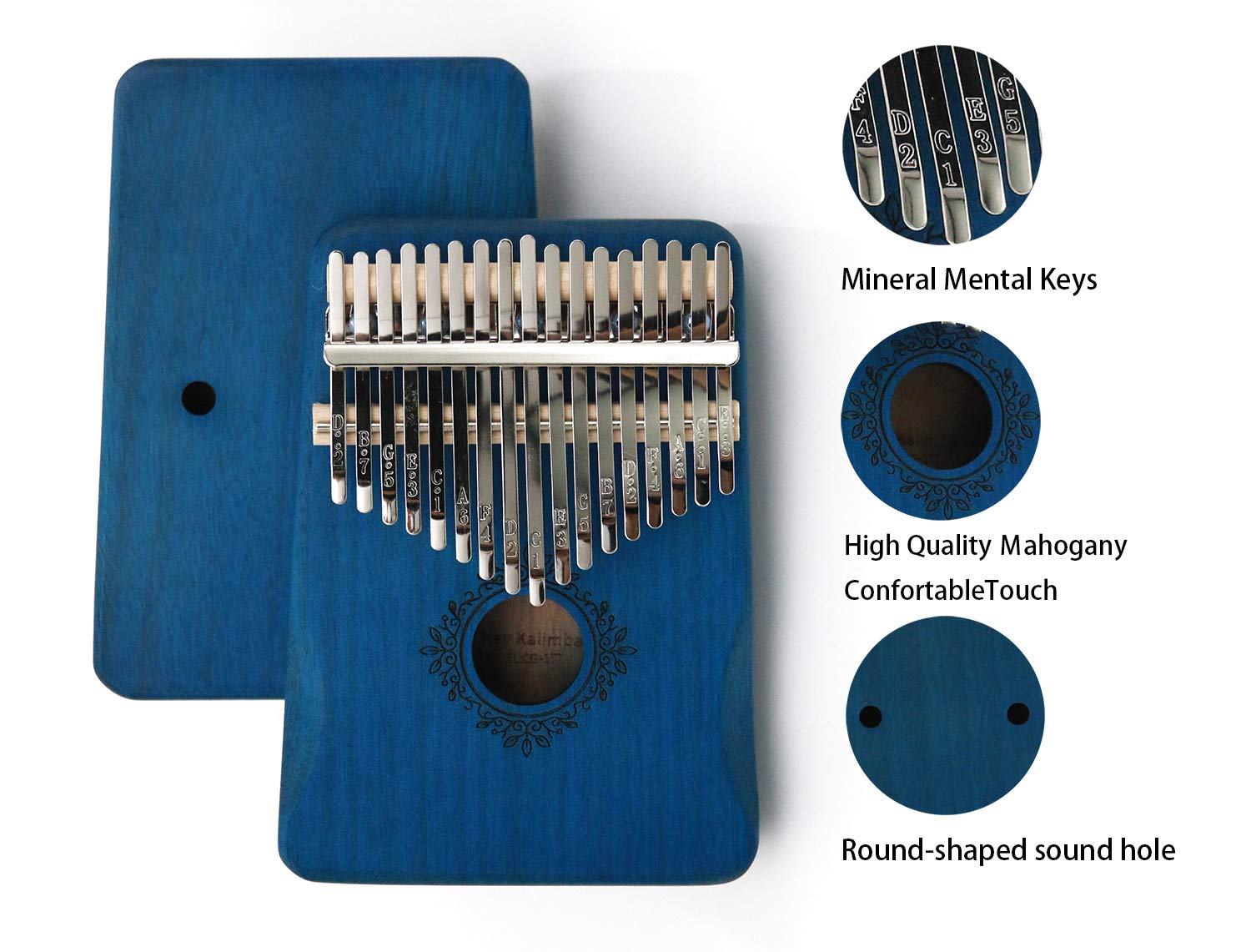 Auroal Thumb Piano 17 Key, Finger Piano, Gift For Kids Adult Beginners Professional(Brown)