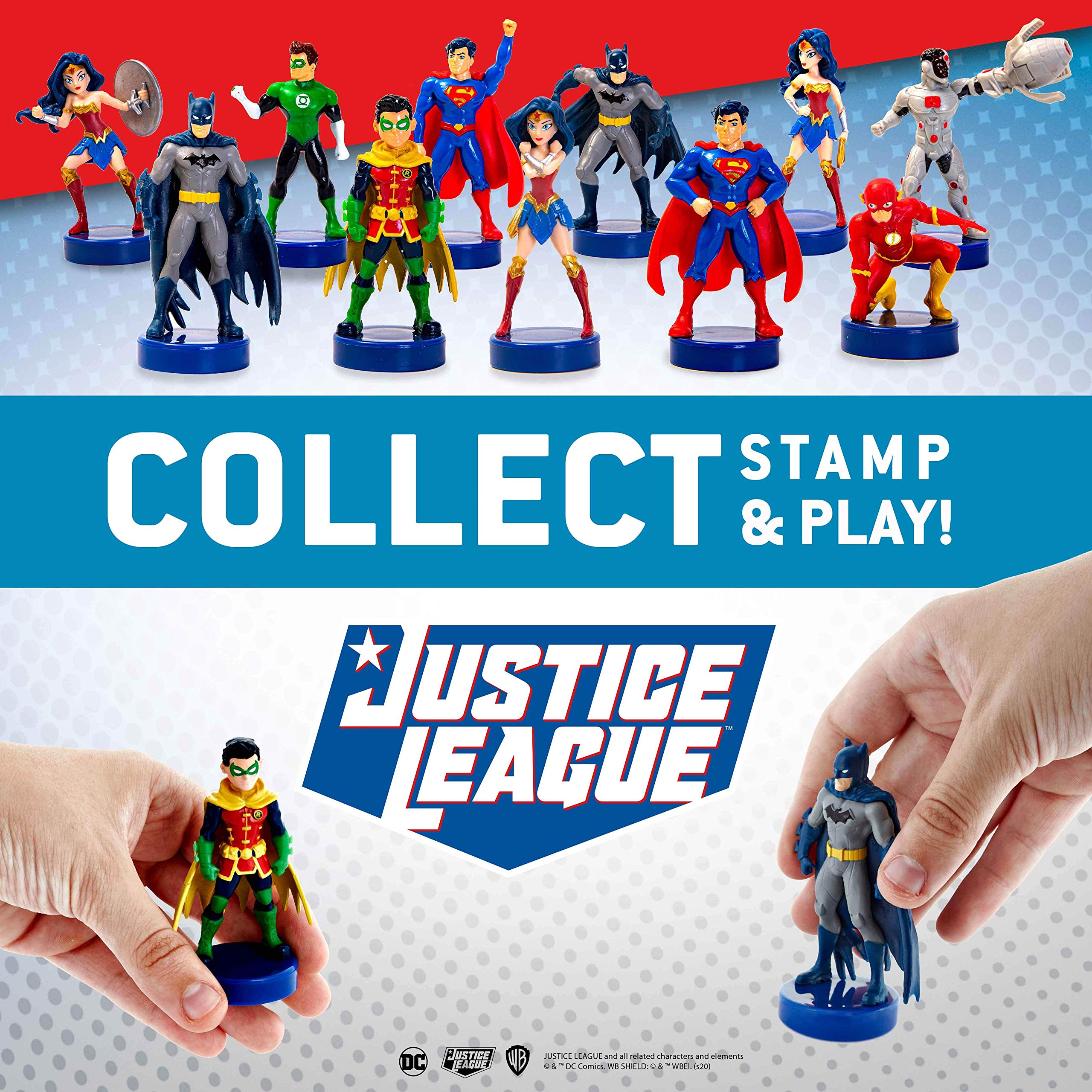 Justice League Toppers, 12-Pack – DC Toys, Stampers, Action Figures – Batman, Wonder Woman, Superman, Robin, The Flash, and More by PMI, 2.4 in, Ages 3+