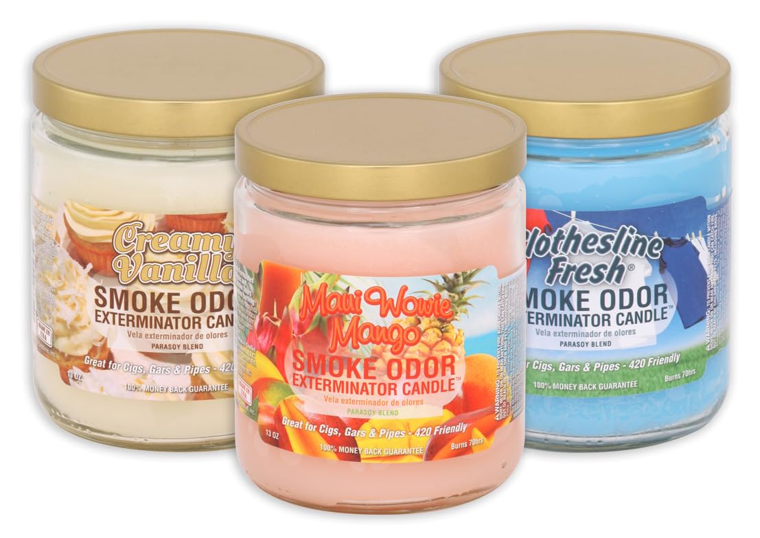 Bulk Smoke Odor Exterminator Odor Eliminating Scented Candles, Odor Eliminating Candle, Cooking Odor Eliminator Case of 12 (Mystery Variety Pack)