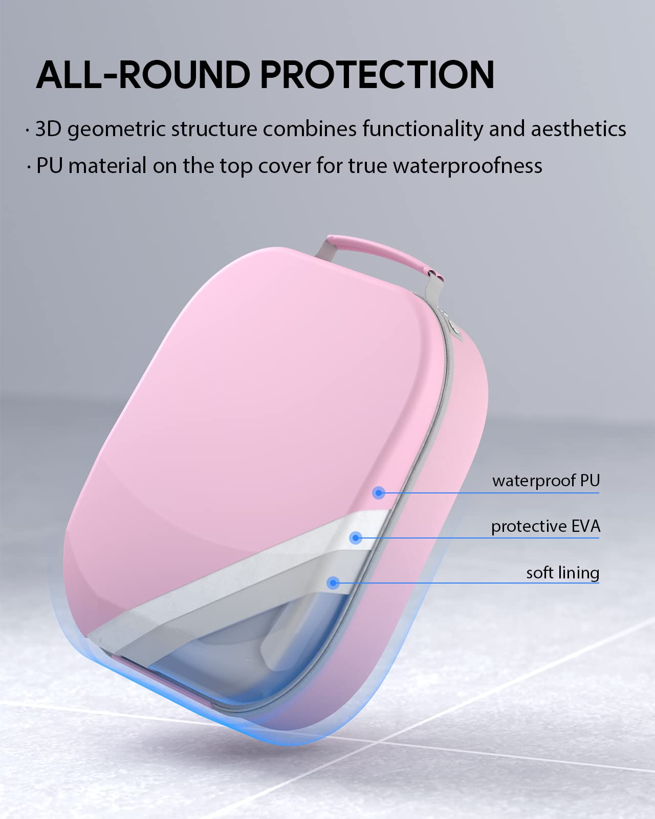 Aubika Pink Carrying Case for Meta Quest 3S/Quest 3/Oculus Quest 2/Pico 4/Quest Pro/Vision Pro, Compatible with Elite/Battery Headset Strap Accessories, Hard Travel Case