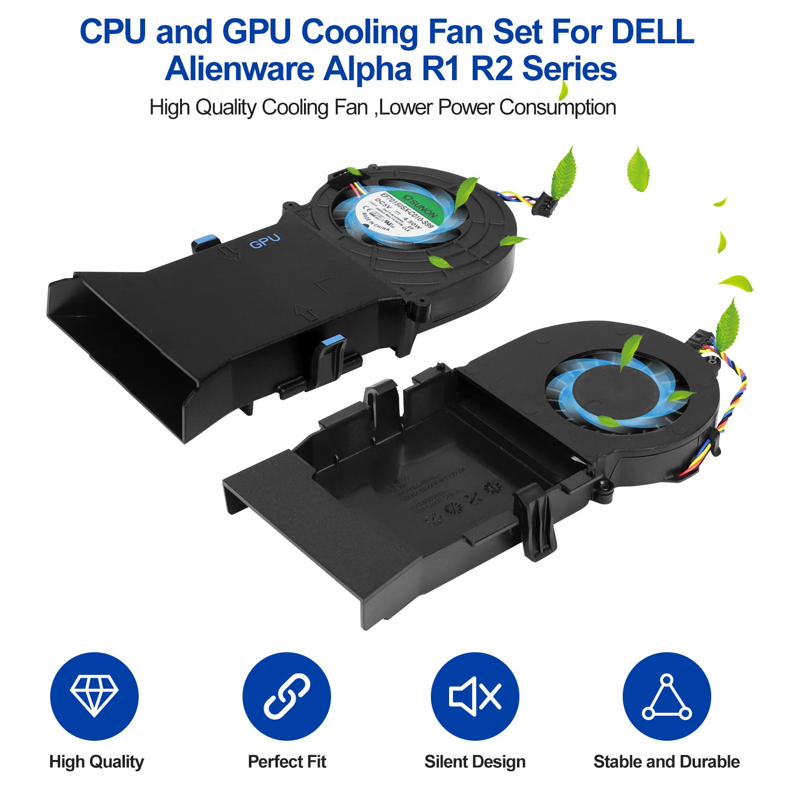 ARLBA CPU+GPU Cooling Fan Replacement for DELL Alienware Alwar - 2508 Alienware Alpha r1 Alienware Alpha r2 Series 0XH2YX 06XNNH EF70150SX-C040-S99 EF70150SX-C010-S99 DC 5V 4.5W Fan