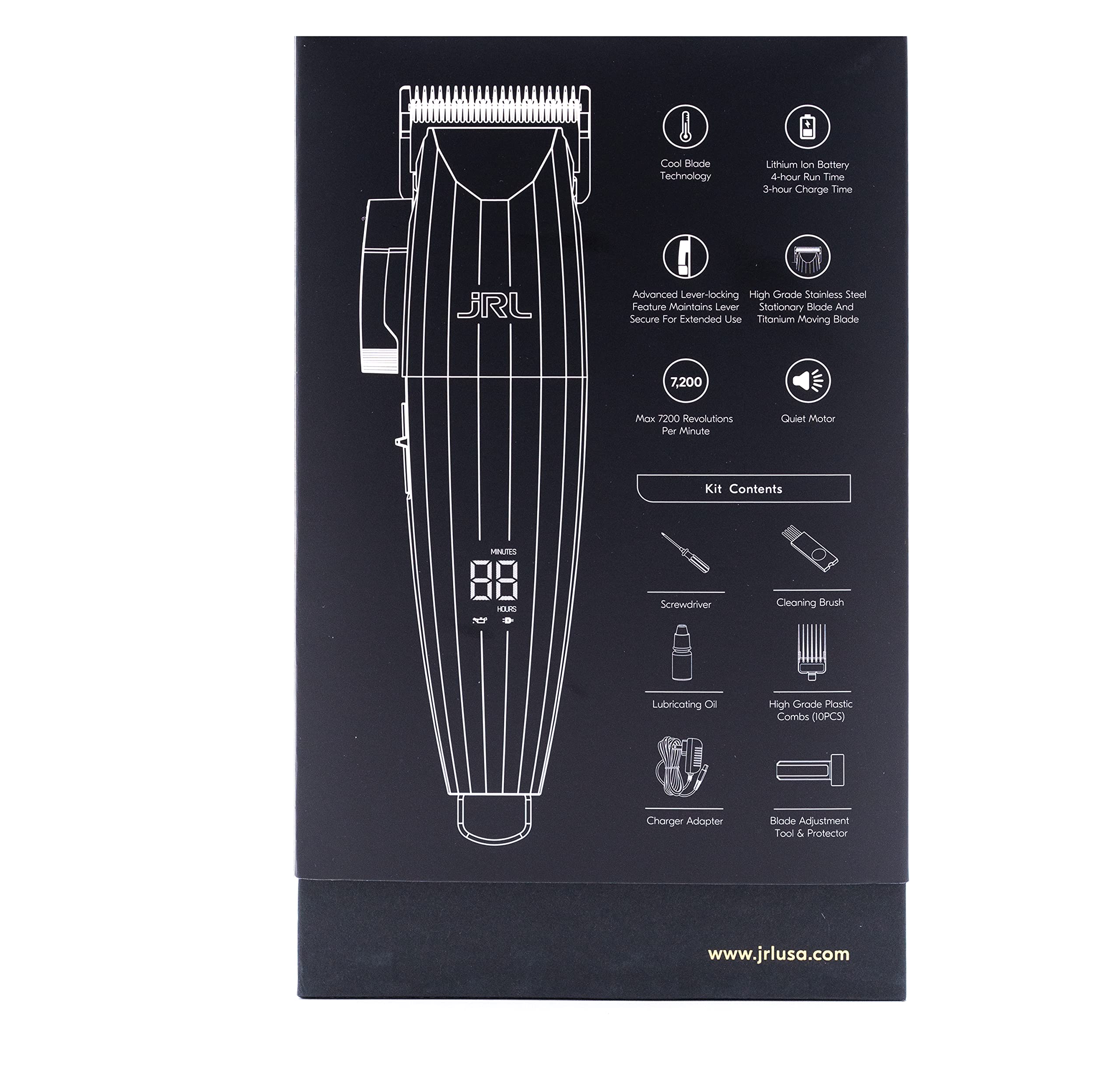Amazon Series JRL Fresh Fade 2020C Clipper - Professional Hair Clippers w/Cool Blade Technology for Men's Grooming - Rechargeable Clippers w/LCD Display and Corrosion Proof (Silver)