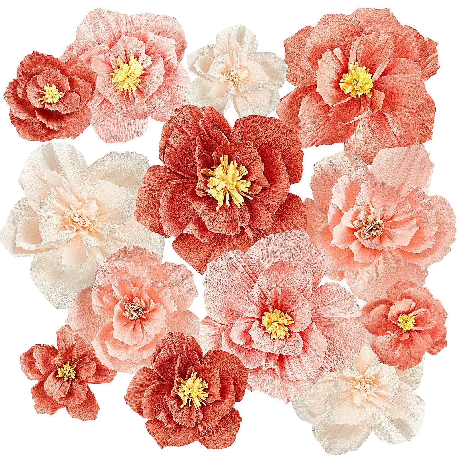 Cholemy 24 Pcs Tissue Paper Flowers, Crepe Paper Flowers Decorations for Wedding Party Baby Bridal Shower Nursery Wall Decor (Assorted Color)