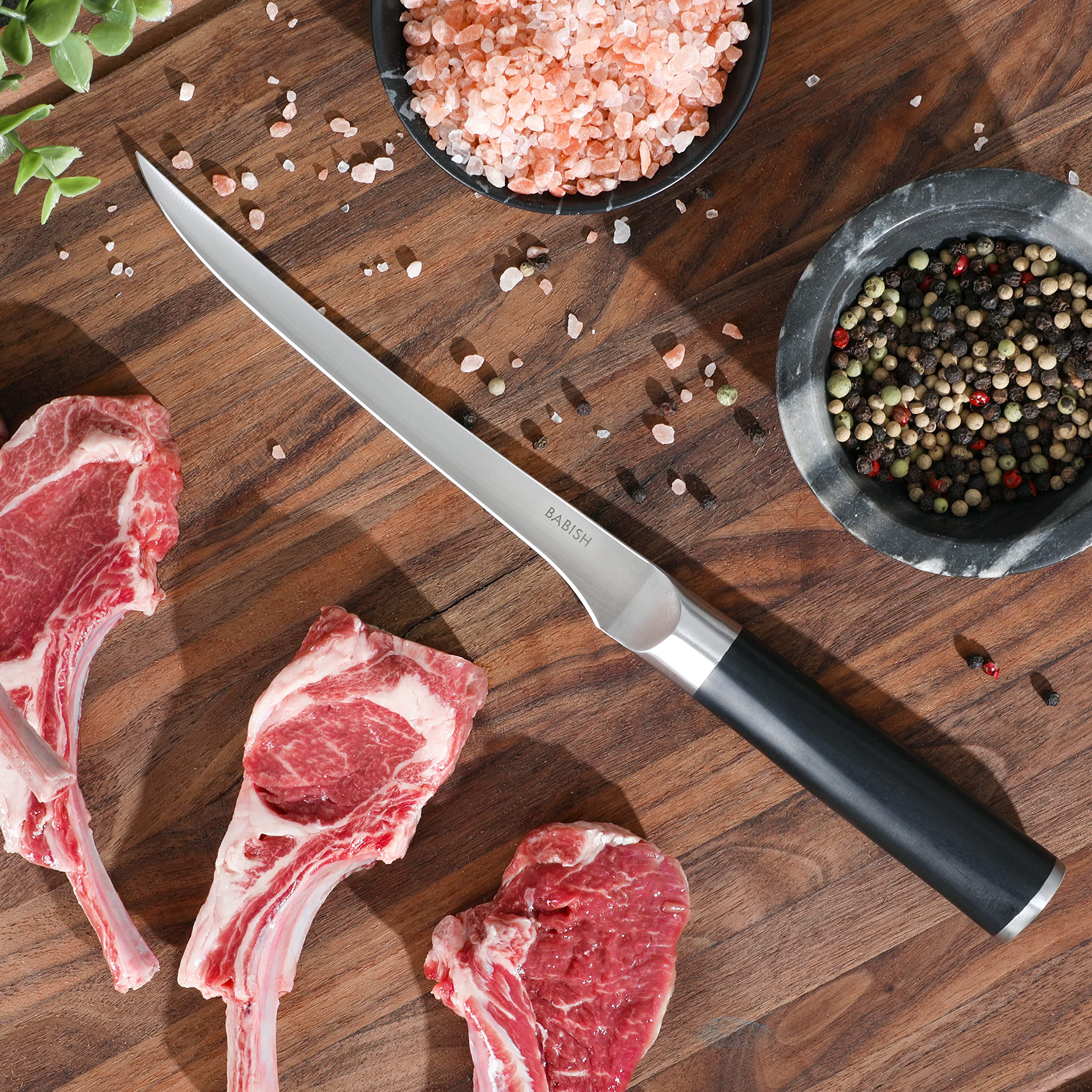 Babish High-Carbon 1.4116 German Steel Cutlery, 8-Inch Boning Kitchen Knife