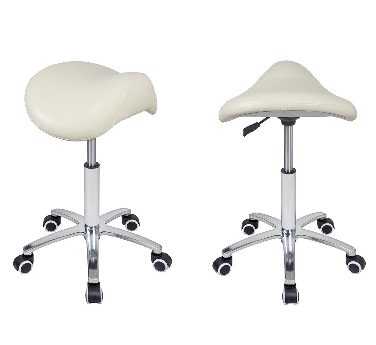 Antlu Saddle Stool Chair with Back Ergonomic Rolling Esthetician Seat for Salon Tattoo Shop Spa Home Dentist Clinic (with Backrest, Black)