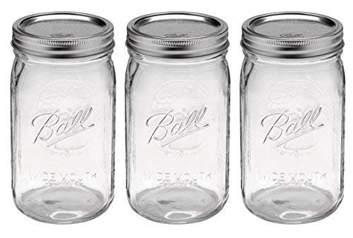 Ball Quart Jar with Silver Lid, Wide Mouth, Set of 3