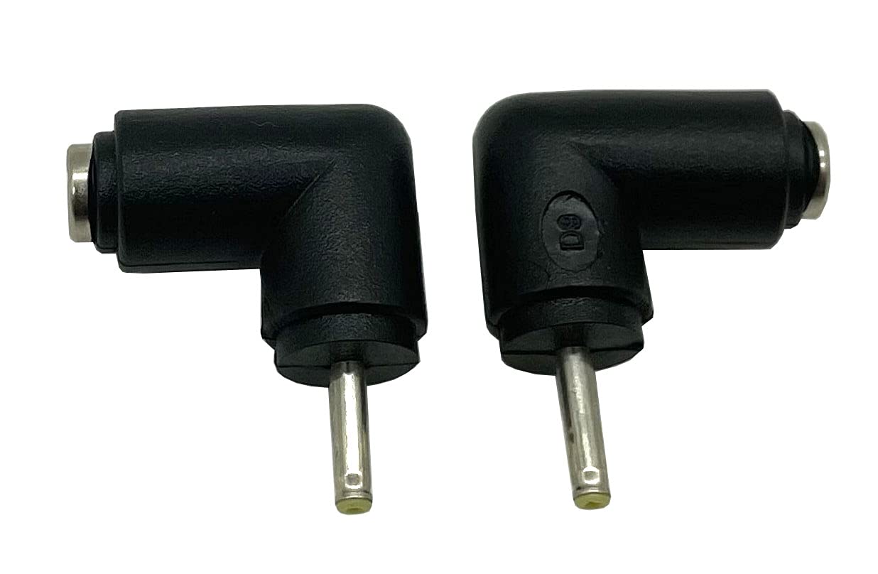 Dafensoy DC Barrel Power Jack Charging Cable Connector, 90 Degree Angle DC5.5 x 2.1 Female to 2.5 x 0.7 Male Adapter, Used for Notebook Computers, Tablet Computers, LED Lights, Routers, etc (2-Pack)