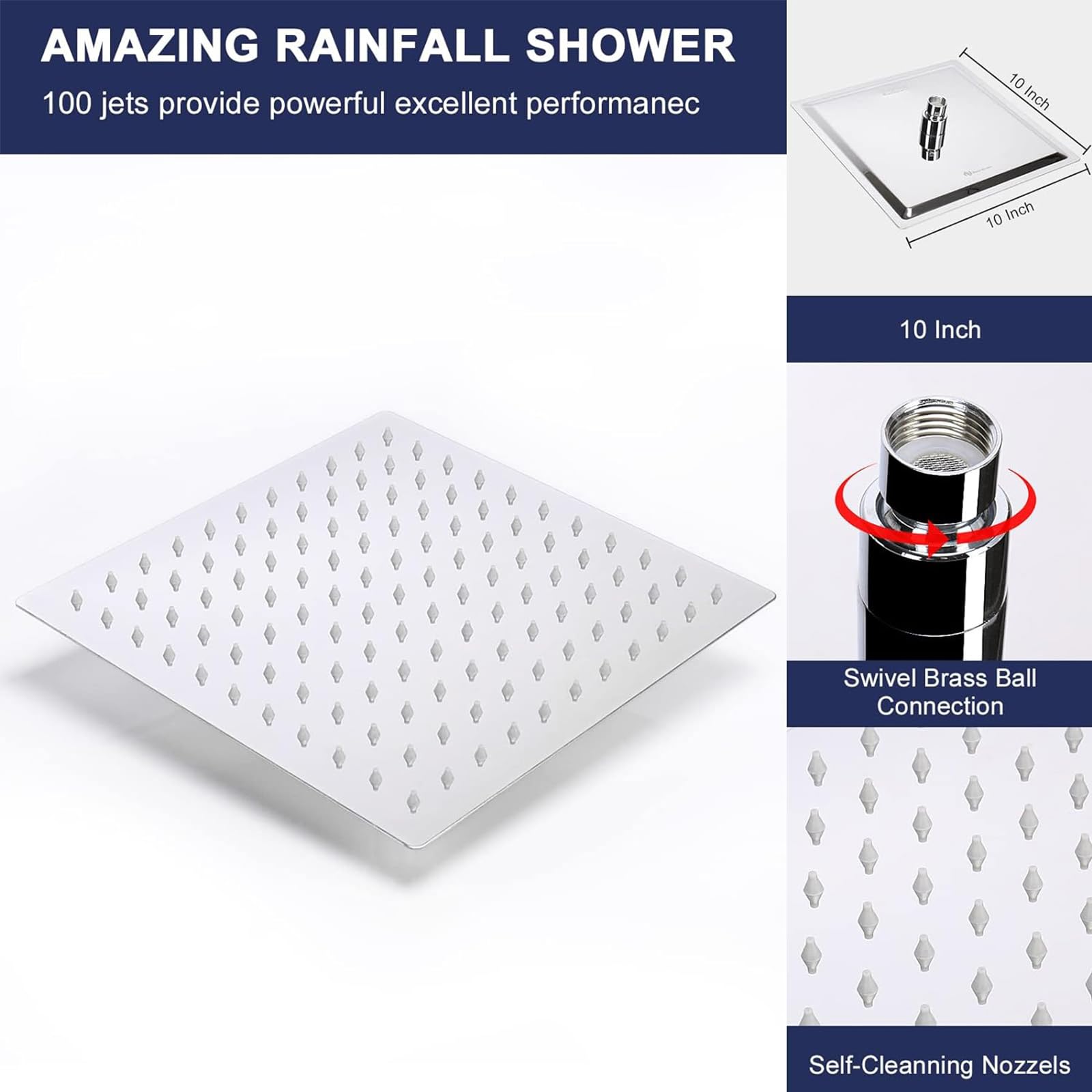 Shower Head Combo with 11'' Extension Arm,High Pressure 8" Rain Shower Head with Handheld Shower Spray and Holder/ 1.5M Hose,Dual Rainfall Showerhead Set,Chrome